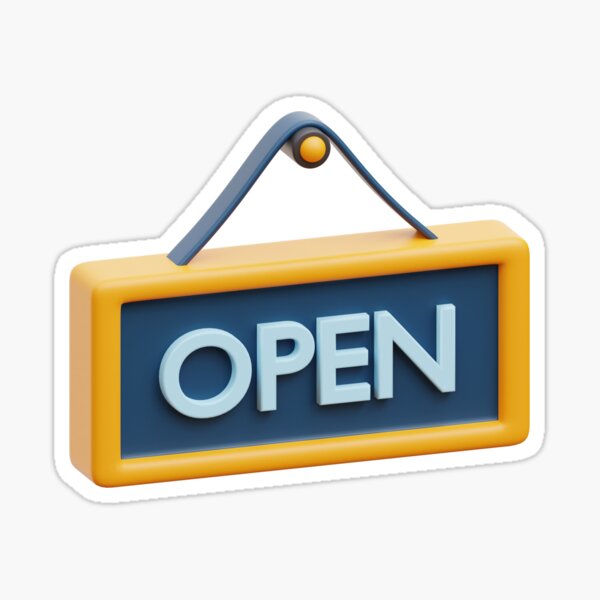 "3d Shop Open sign" Sticker by 3Dimension | Redbubble