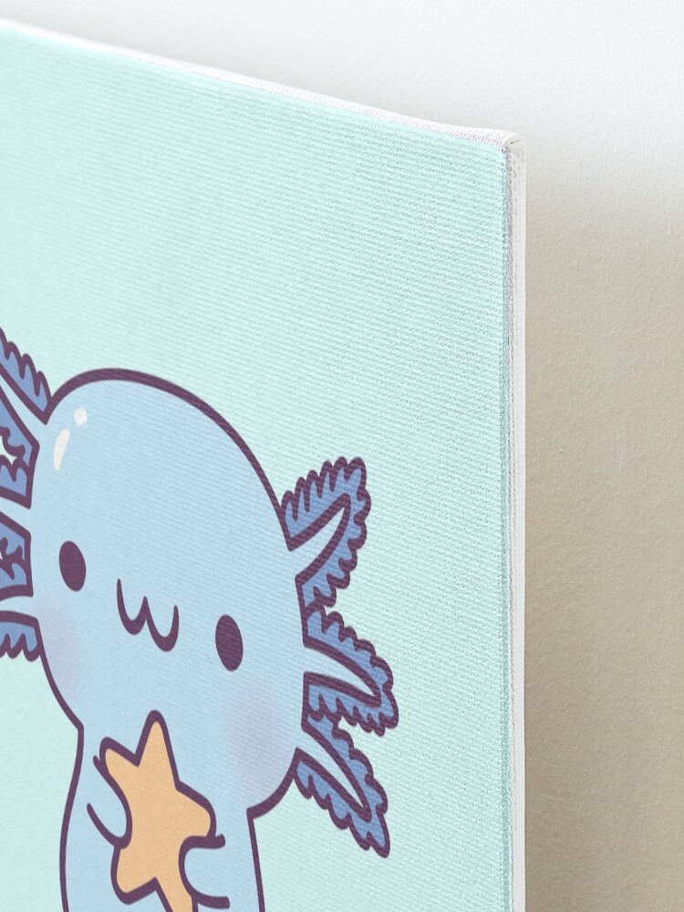 "Cute Blue Axolotl Hugging Star" Mounted Print for Sale by rustydoodle ...