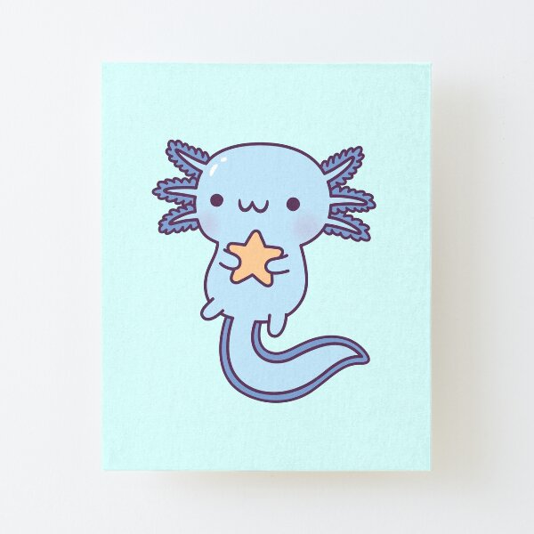 "Cute Blue Axolotl Hugging Star" Mounted Print for Sale by rustydoodle ...