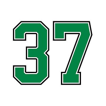 "37 number, green lucky sports thirty seven" Sticker for Sale by ...