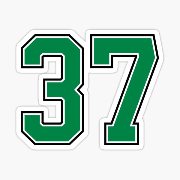 "37 number, green lucky sports thirty seven" Sticker for Sale by ...