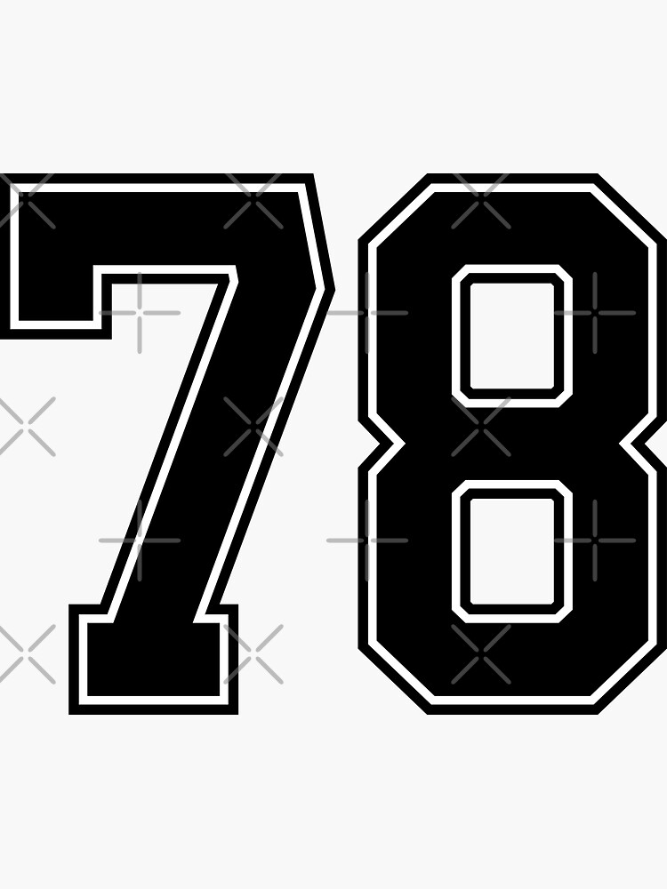 "Black Number 78 lucky sports jersey seventy eight" Sticker by ...