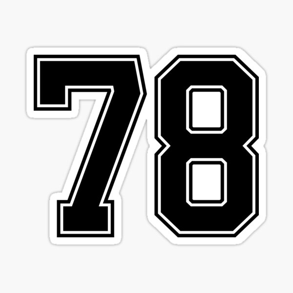 "Black Number 78 lucky sports jersey seventy eight" Sticker by ...