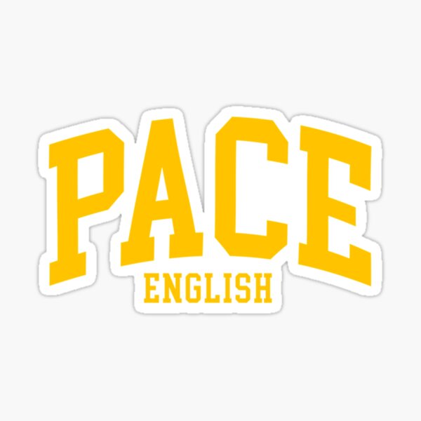 "pace english - college font curved " Sticker by BuiuipBryson | Redbubble