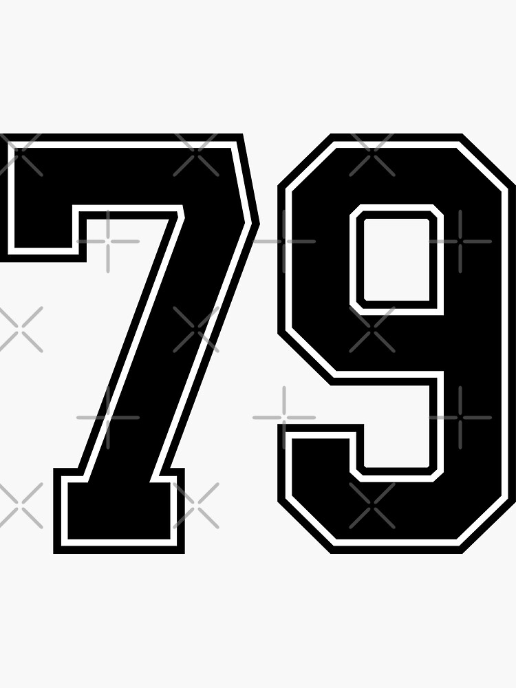 "Black Number 79 lucky sports jersey seventy nine" Sticker for Sale by ...