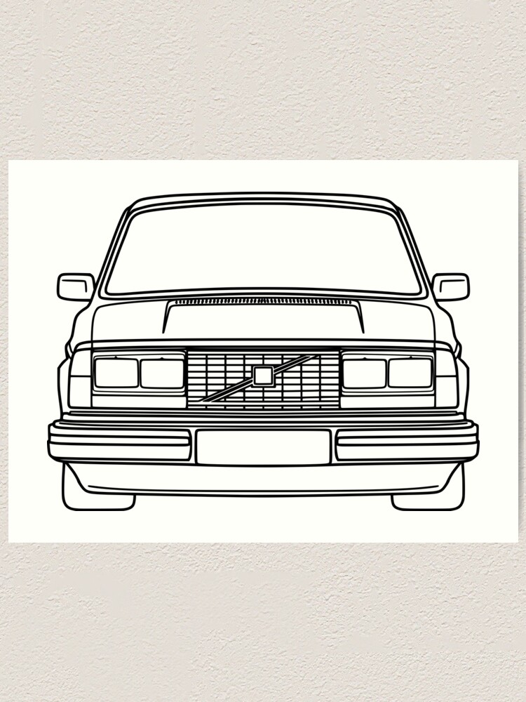 "Volvo 240 USA Front black lines" Art Print for Sale by EdimDesign ...