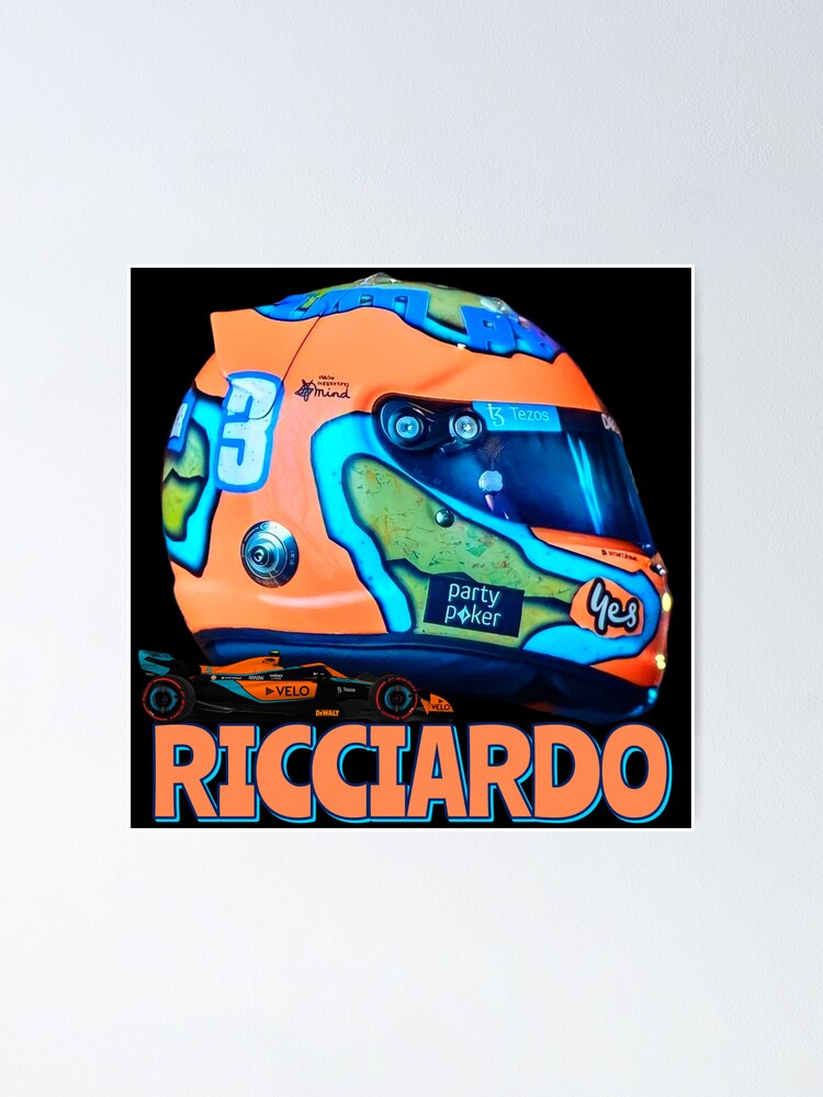 "Daniel Ricciardo Helmet 2022 of Formula 1 Mclaren Team with Mcl36 Car ...