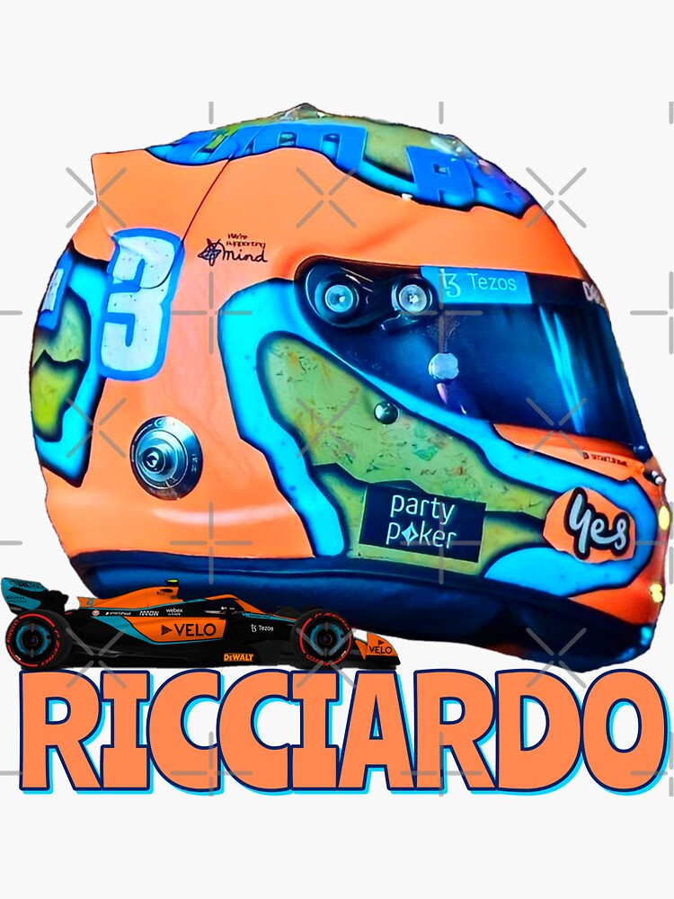 "Daniel Ricciardo Helmet 2022 of Formula 1 Mclaren Team with Mcl36 Car ...