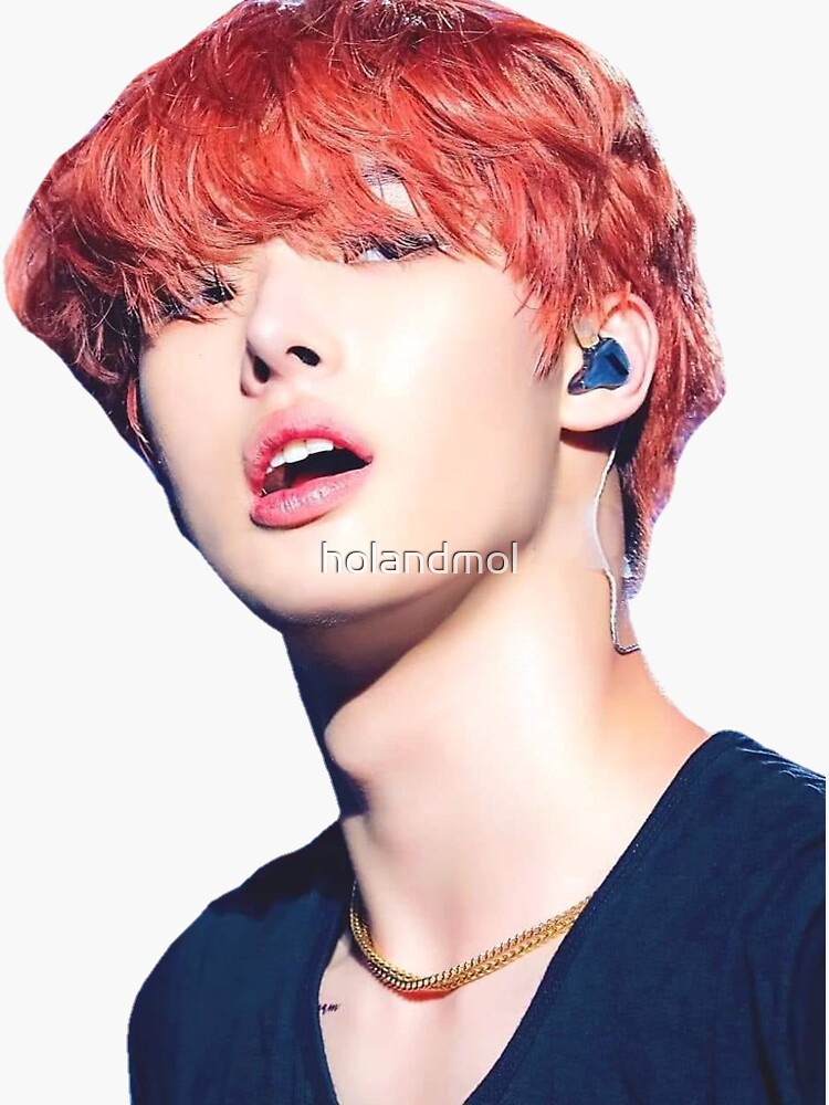 "Orange hair Mingi Ateez" Sticker by holandmol | Redbubble