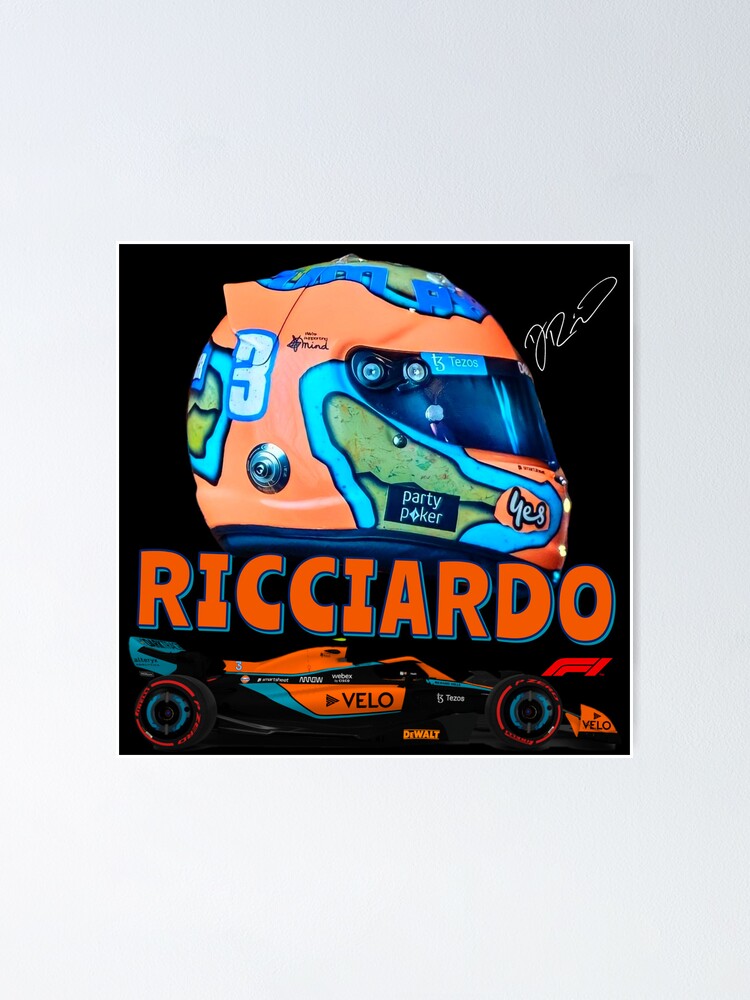 "Daniel Ricciardo Helmet 2022 of Formula 1 Mclaren Team with Mcl36 Car ...