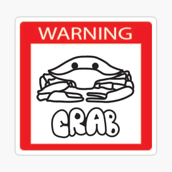 "Warning Crab Sign" Sticker for Sale by JAM-Art-Shop | Redbubble