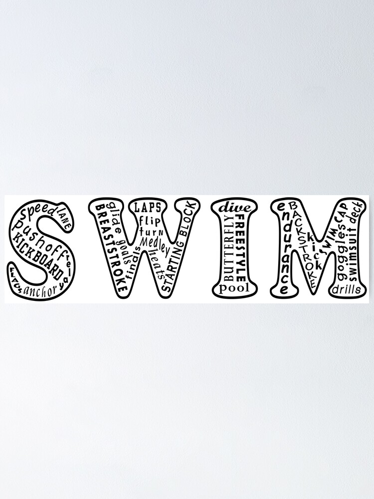 "Swim Inspiration With Words" Poster for Sale by RhondaCav | Redbubble