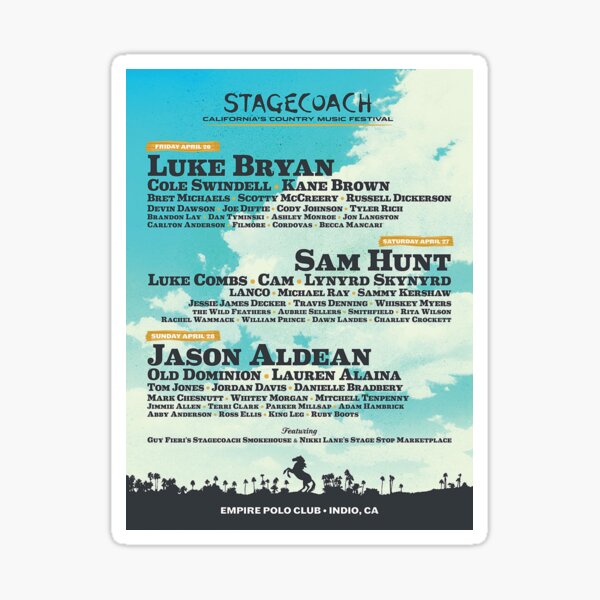 "Stagecoach 2019 Lineup" Sticker by ROMNDO | Redbubble