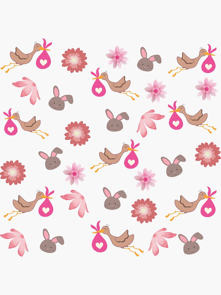 "Pink storks For babies" Sticker by Petunyami | Redbubble