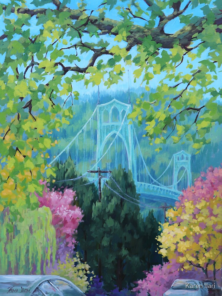 "Spring Bridge" Sticker by karenilari | Redbubble