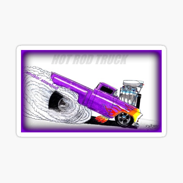 "Hot Rods // Smokin' Stovebolt! / Hot Rod Truck" Sticker by Imagin8er ...
