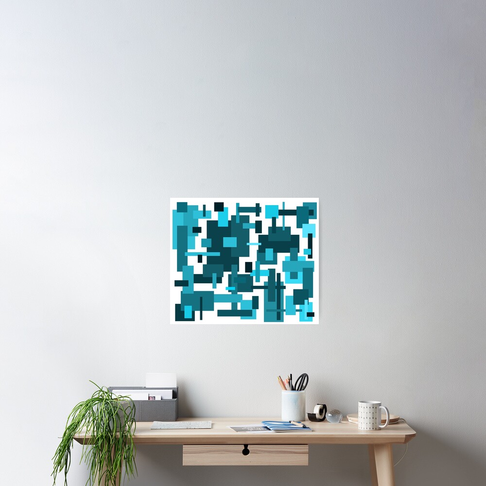 "Bluey green blocks" Poster for Sale by AderynDesigns | Redbubble