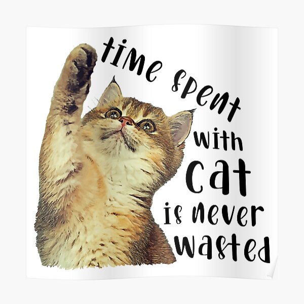 "Time spent with cat is never wasted" Poster for Sale by pixeldizajn ...