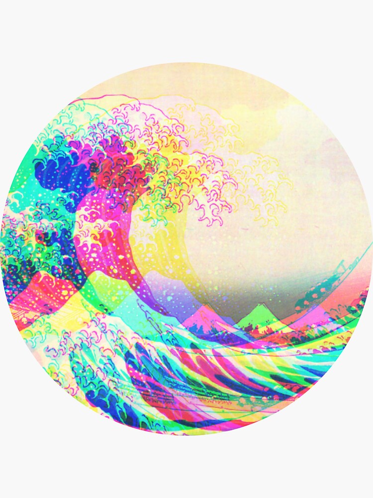 "Multi-colour Japanese Wave " Sticker by animate-create | Redbubble