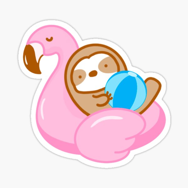 "Cute Summer Flamingo Float Sloth" Sticker for Sale by theslothinme ...