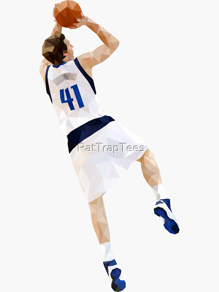"Dirk Nowitzki Fadeaway" Sticker for Sale by RatTrapTees | Redbubble