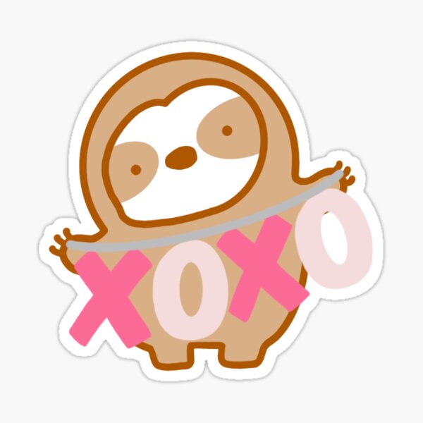 "Cute XOXO Hugs and Kisses Sloth" Sticker for Sale by theslothinme ...