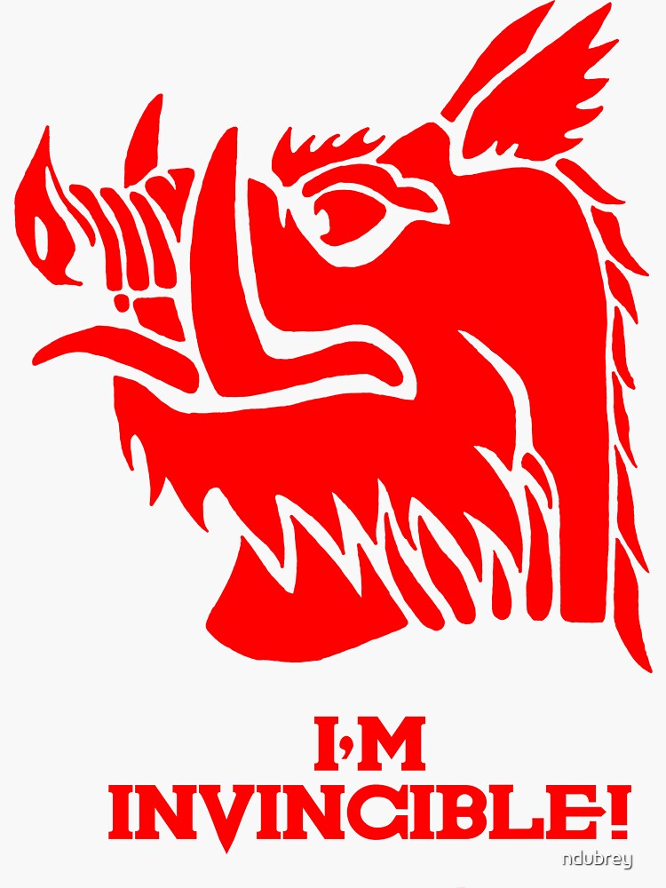 "I’m invincible! Holy Grail - Red Boar - Black Knight" Sticker for Sale ...
