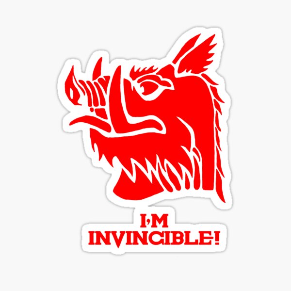 "I’m invincible! Holy Grail - Red Boar - Black Knight" Sticker for Sale ...
