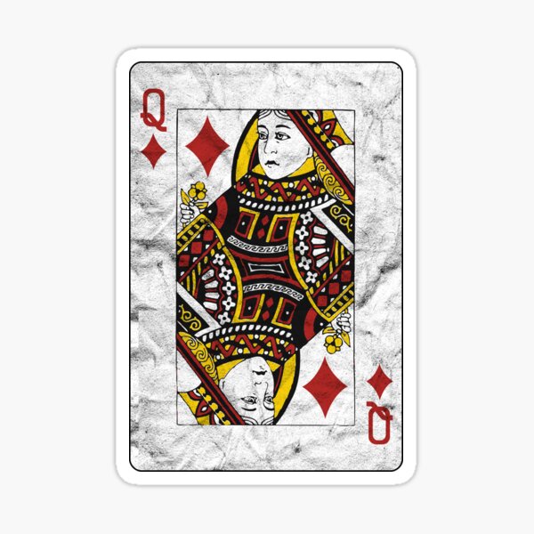 "Playing Cards Queen Of Diamonds (distressed design)" Sticker for Sale ...