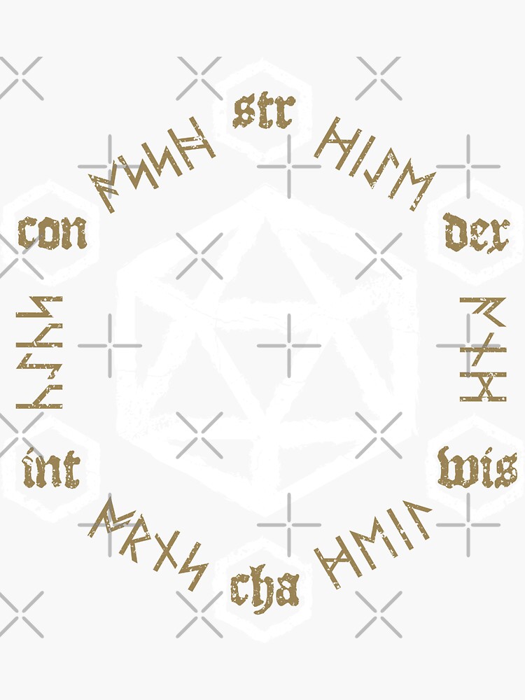 "D20 Heavy Metal DnD Runes" Sticker by DnlDesigns | Redbubble
