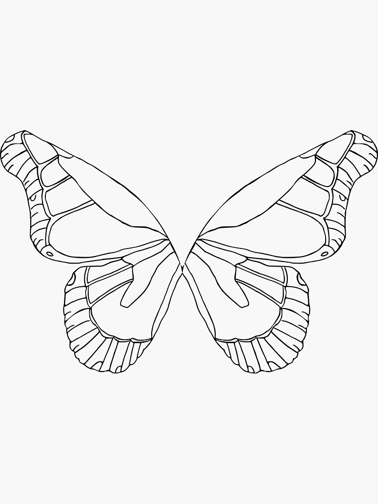 Pegatina «Mariposa dibujada a mano, dibujo lineal de una mariposa ...