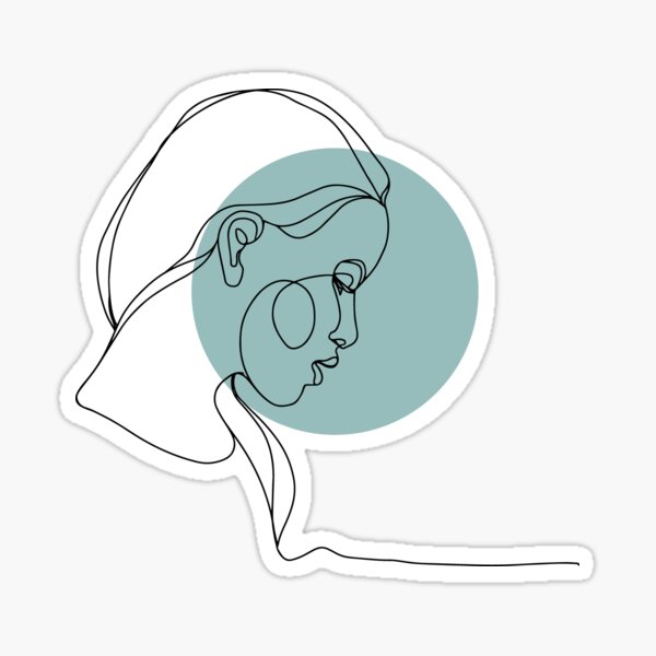 "Minimalist Feminine Line Art, Young Woman Line Art" Sticker by ...