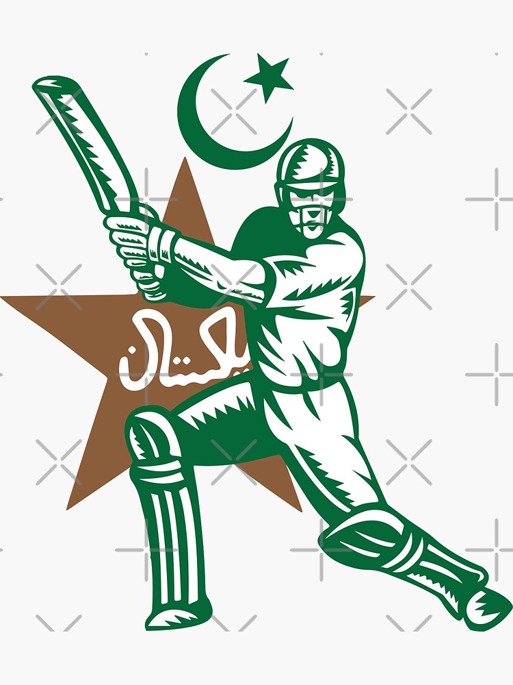 "Pakistan Cricket Player Batsman Design" Sticker for Sale by ...