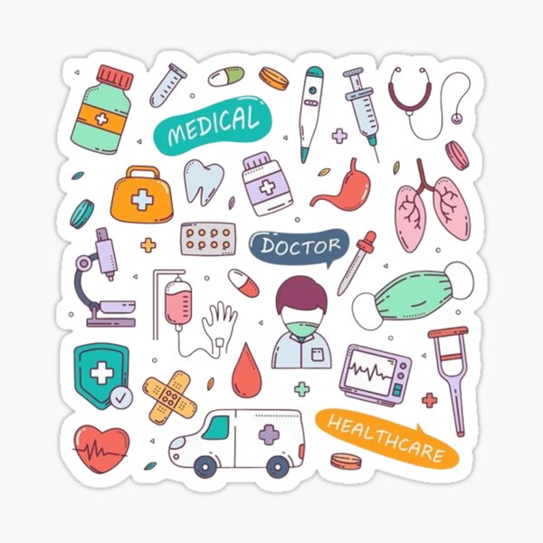 "Nurse/Doctor medical icons on transparent background sticker" Sticker ...