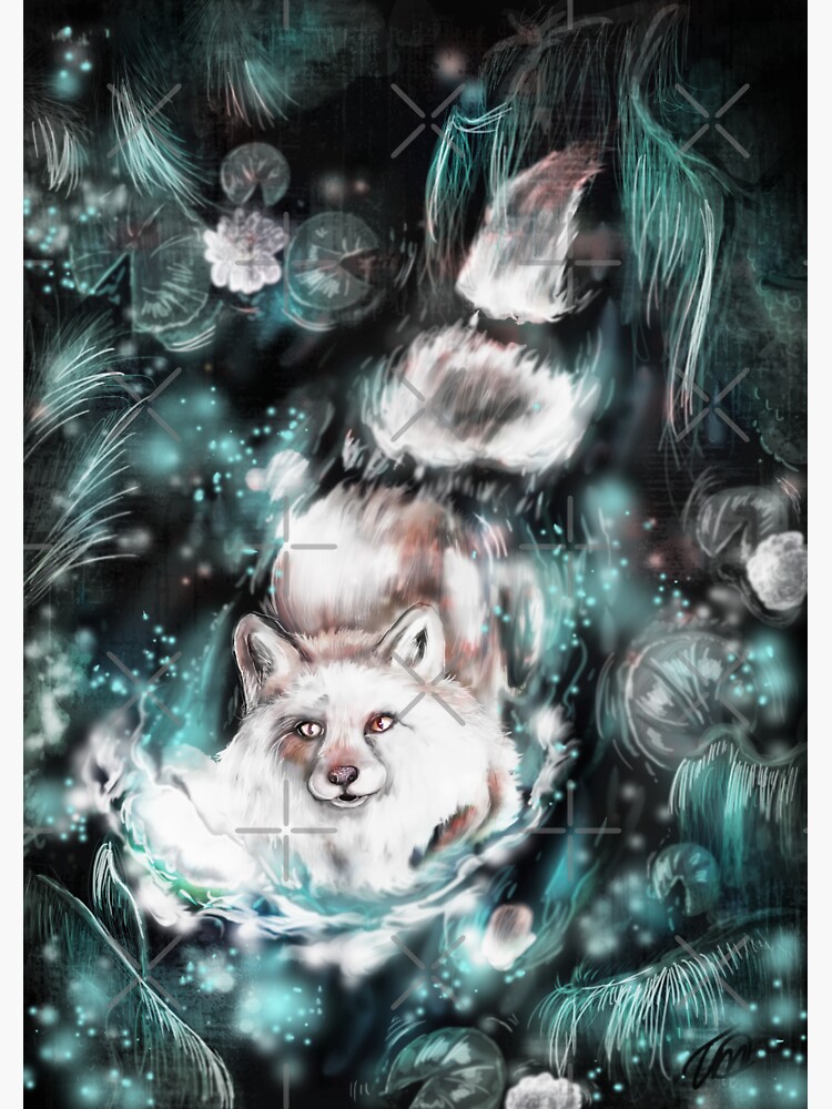 "Gray version, swimming fox" Sticker by Lalingla | Redbubble
