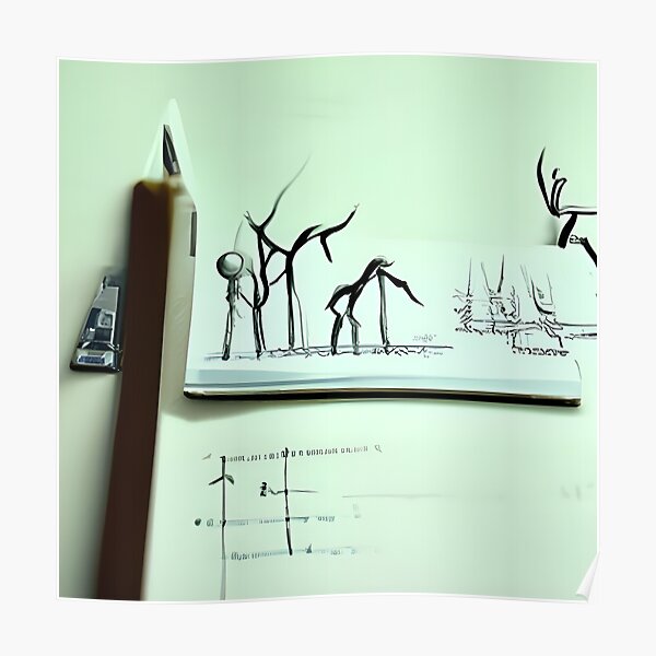 "Living Stick Figures, AI Art" Poster for Sale by TwoMilesBlue | Redbubble