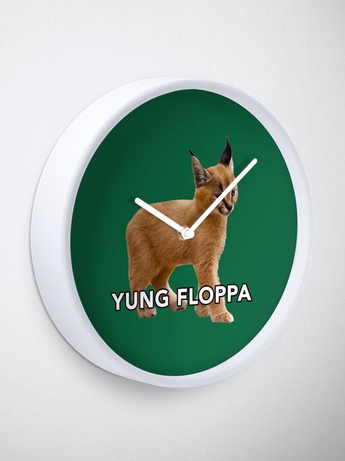 "Yung Floppa peeker meme peeking Big lil floppa baby caracal " Clock by ...
