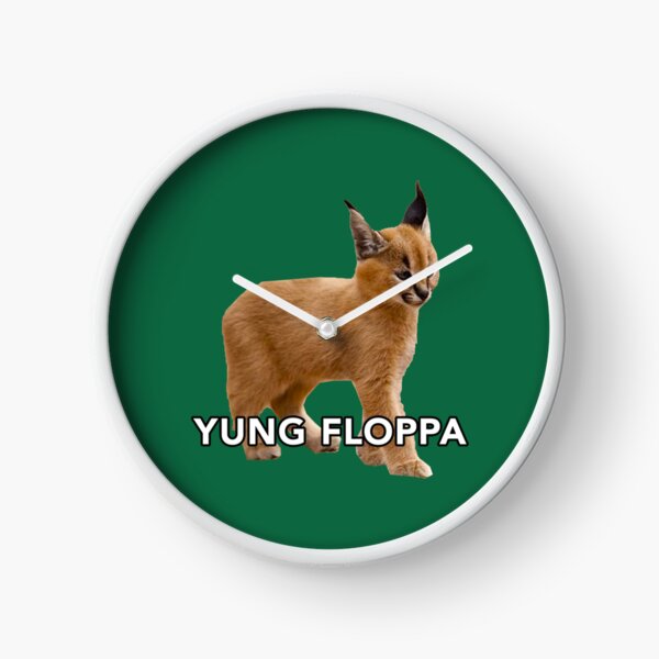 "Yung Floppa peeker meme peeking Big lil floppa baby caracal " Clock by ...