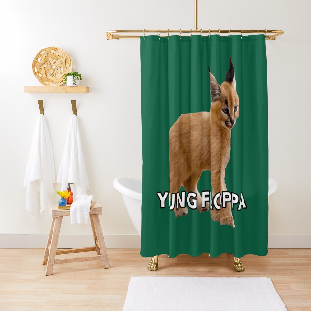 "Yung Floppa peeker meme peeking Big lil floppa baby caracal " Shower ...