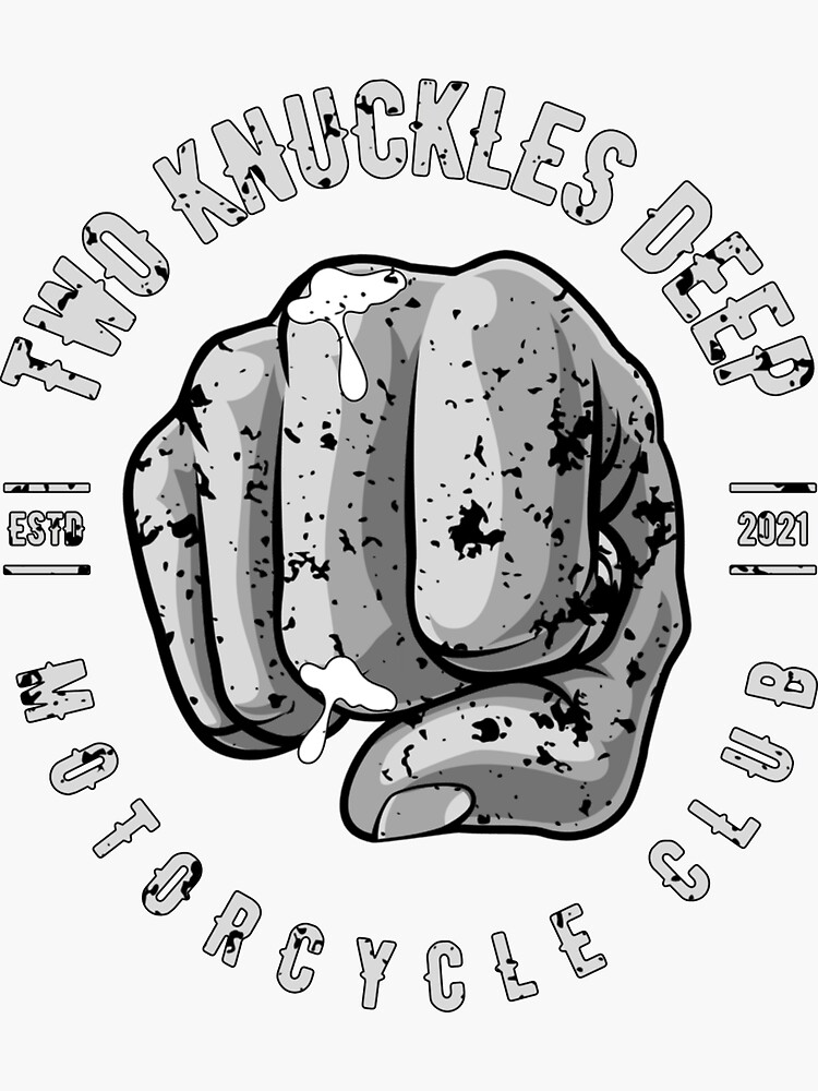 "Two Knuckles Deep Motorcycle Club" Sticker by Amazeballs-Tees | Redbubble
