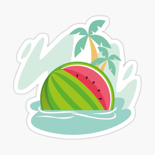 "Tropical Palm Trees Ocean Summer Fruit Watermelon" Sticker for Sale by ...