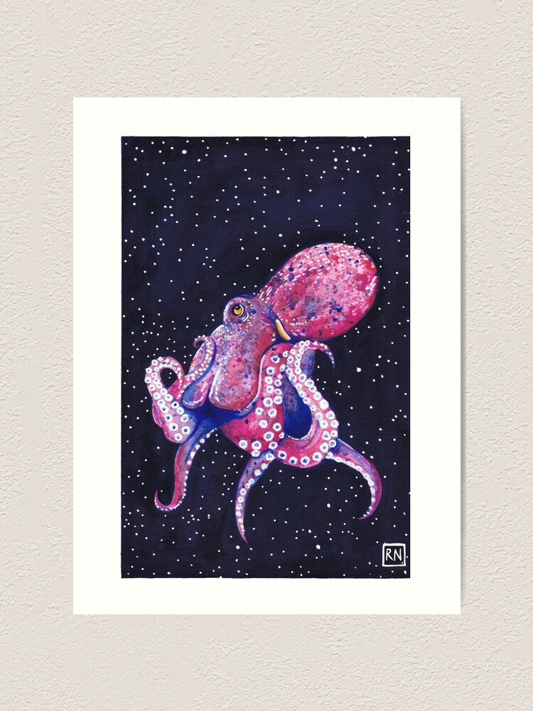 "Giant Pacific Octopus in Space " Art Print for Sale by RachelNutkins ...