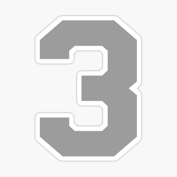 "Number 3, Silver three, Sports number 3" Sticker for Sale by ...
