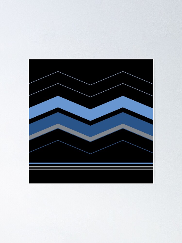 "Geometric Design - A line design in different shades of blue" Poster ...