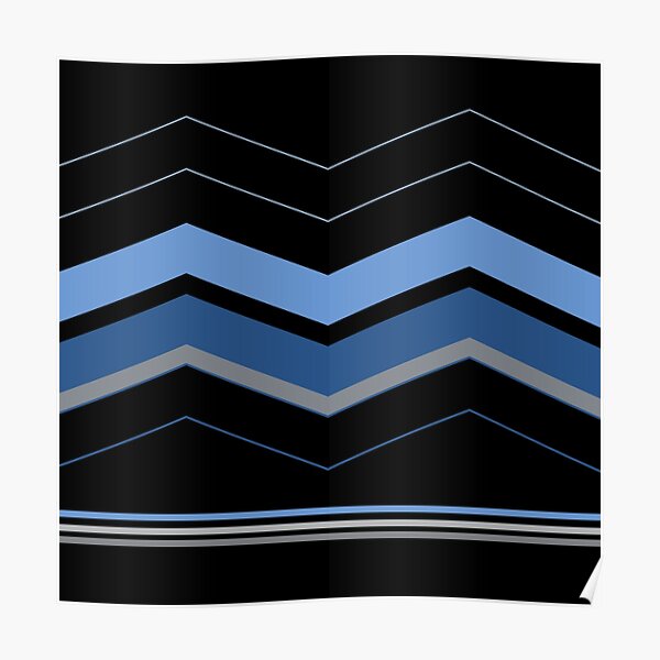 "Geometric Design - A line design in different shades of blue" Poster ...