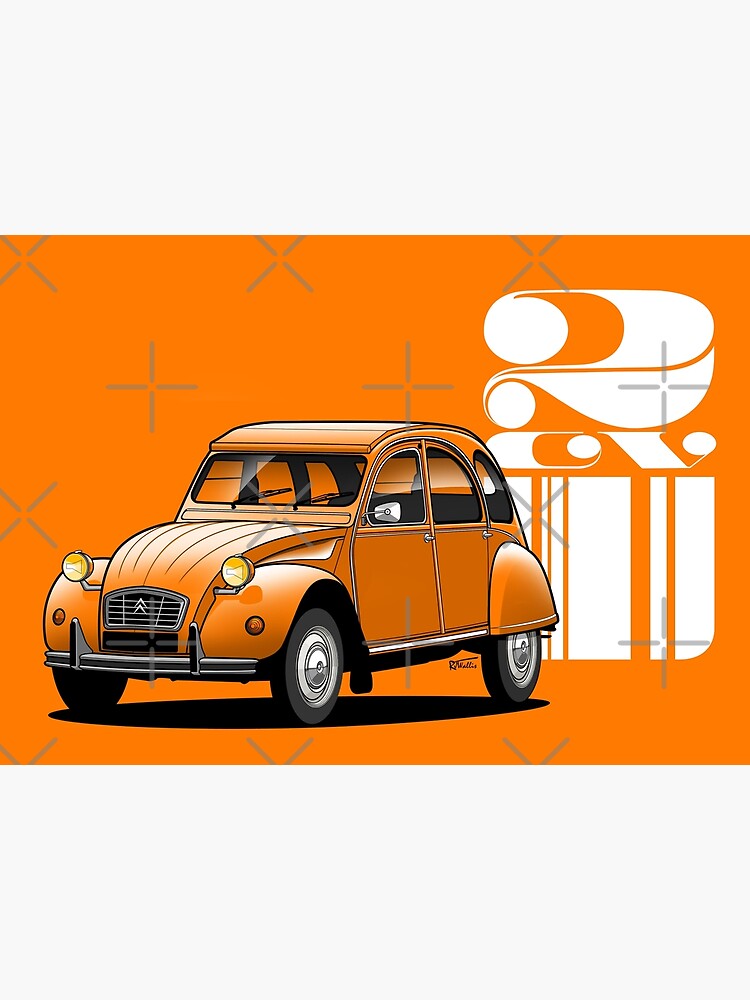 "Deux Cheveux 2CV 3/4 outline graphic illustration " Poster for Sale by ...