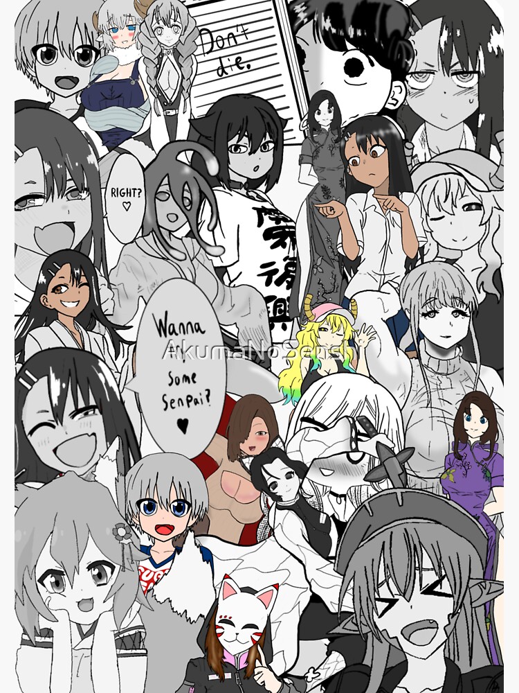 "Anime Waifu Pattern " Sticker by AkumaNoSenshi | Redbubble