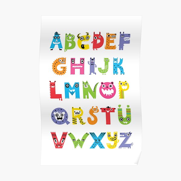 "Alphabet Monsters poster" by Andi Bird | Redbubble