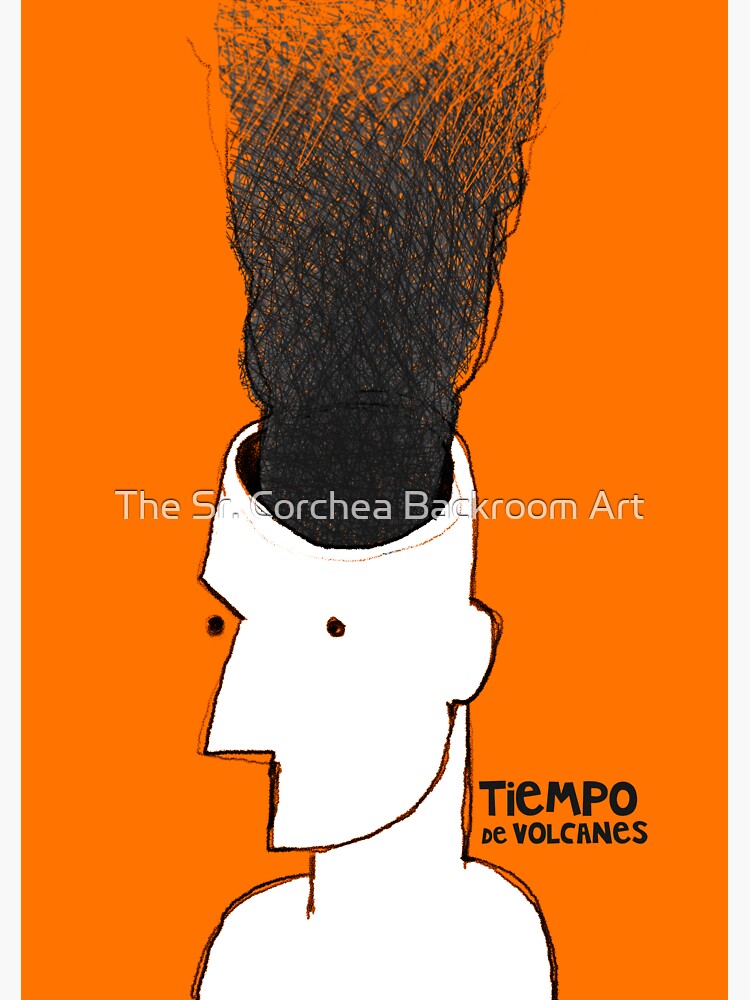 "Volcano Head Times, Antonio Gómez, Backroom Art" Sticker for Sale by ...