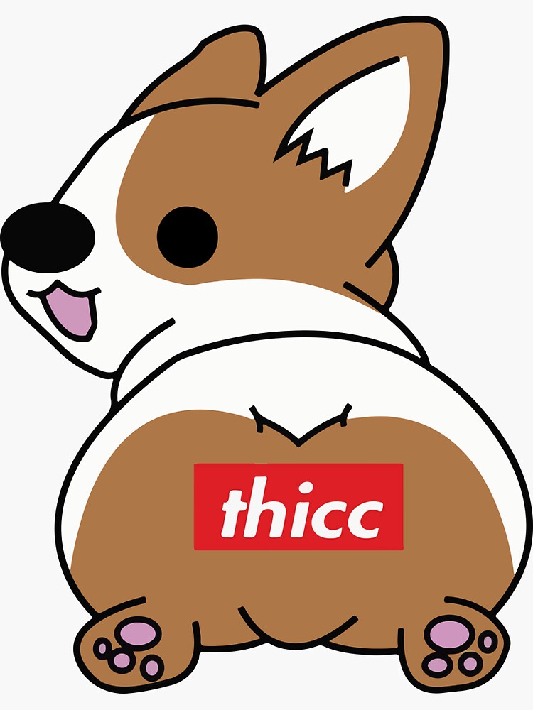 "Thicc Corgi Butt Brown" Sticker for Sale by Antonowo | Redbubble
